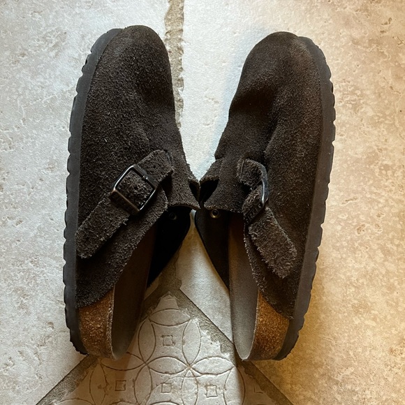 Birkenstock | Shoes | Birkenstock Boston Suede Soft Footbed Clogs In ...